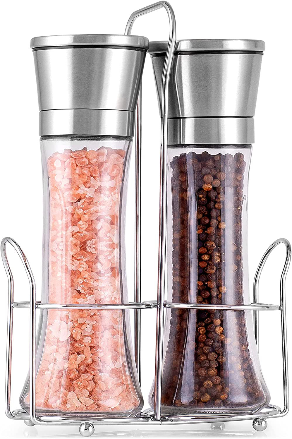 Zulay Kitchen Salt and Pepper Grinder with Lid Cap & Portable Holder 5 ...