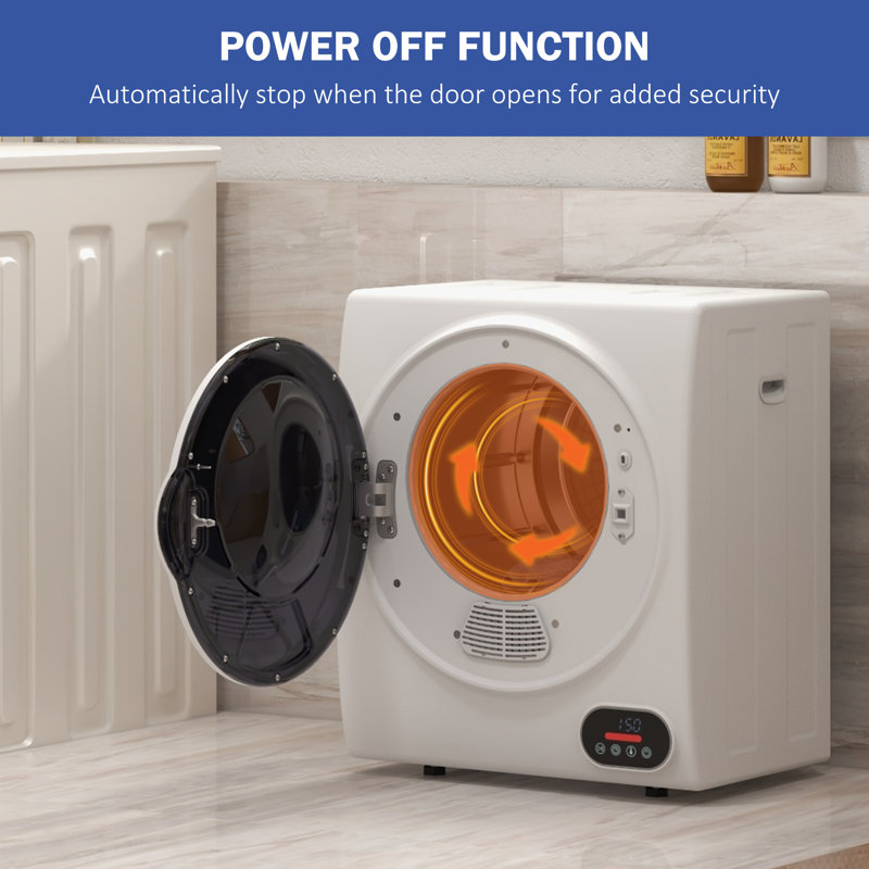 HomCom 1.5 Cubic Feet Electric Stackable Dryer White | Wayfair