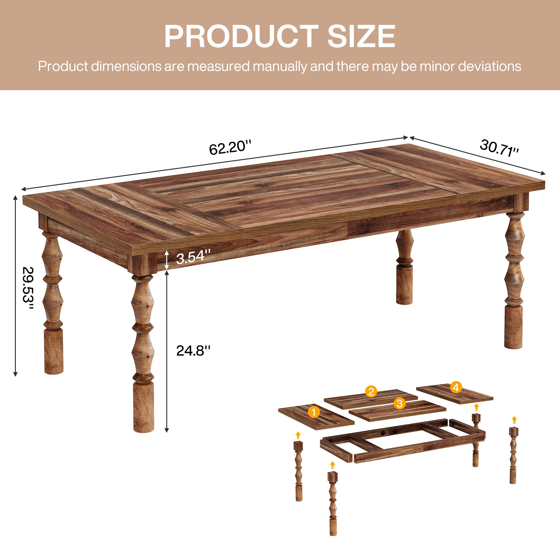 August Grove® 62.2" Executive Office Desk, Large Computer Desk Writing ...