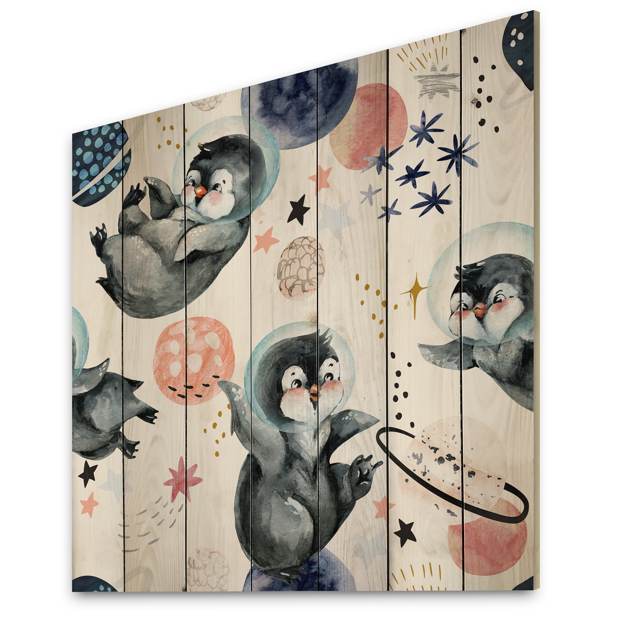 Zoomie Kids Cute Little Penguin II Children - Children Art Black Wood ...