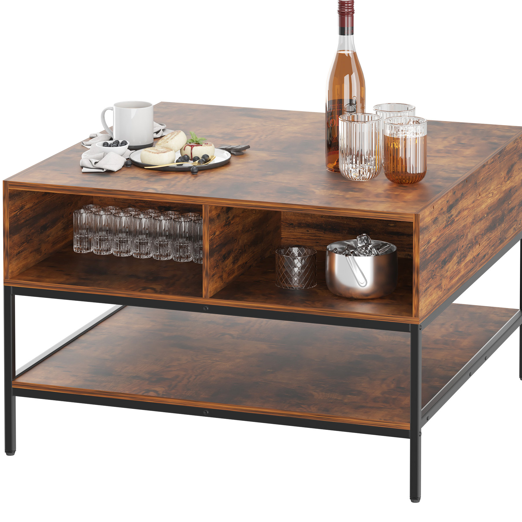 Latitude Run® Style Coffee Table, 6.7-Inch Hidden Compartment, 3 Open ...