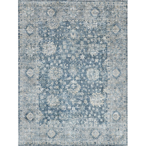 Exquisite Rugs Kensington Handmade Hand Loomed Wool/Bamboo Silk Navy ...