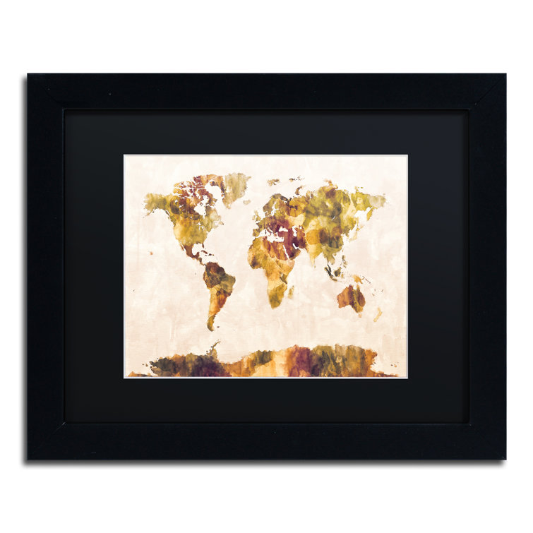 Trademark Art 'Map of the World' Framed Graphic Art Print on Canvas ...