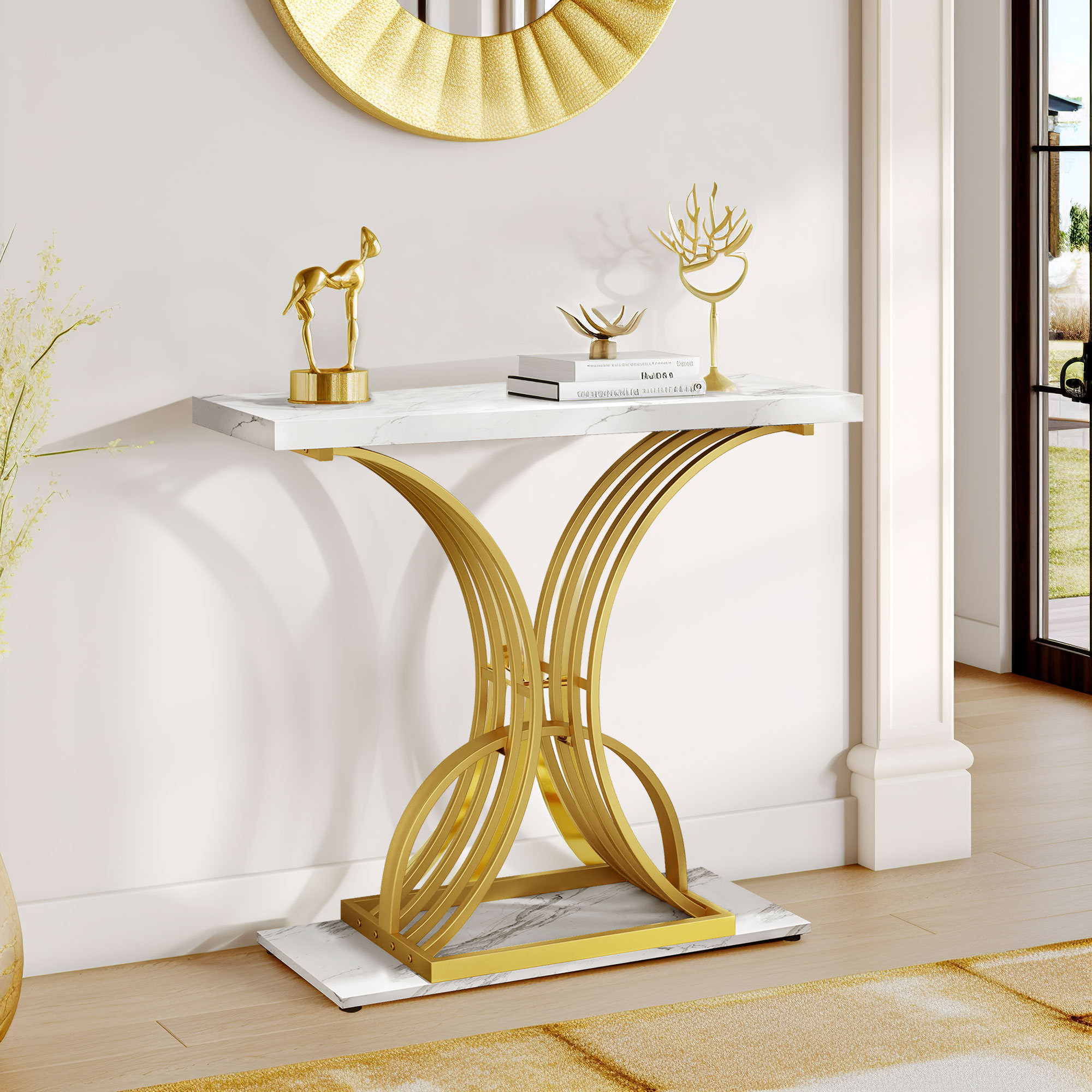 Willa Arlo™ Interiors Bleckley 39.3" Console Table with Faux Marble Top ...