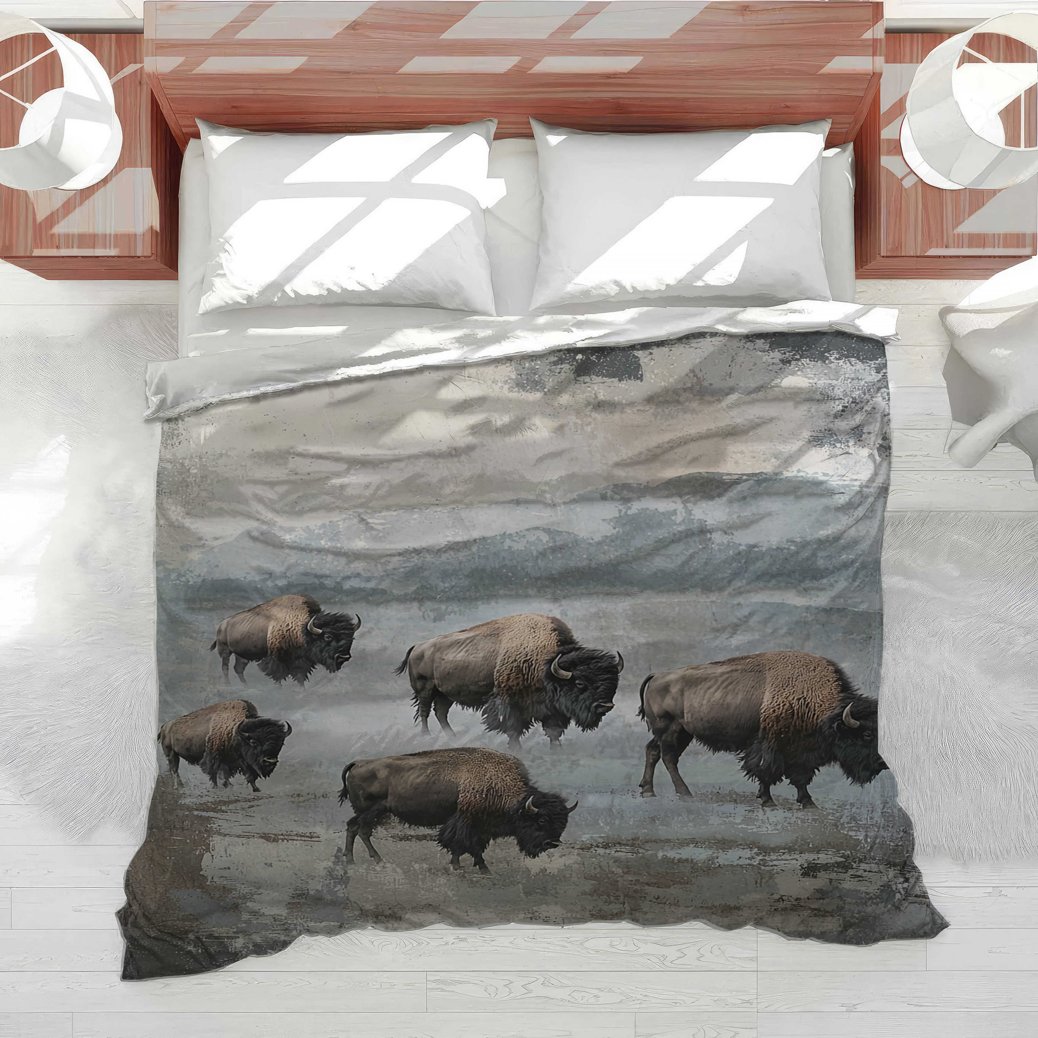 VisionDecor Bison Bedding Animal Comforter Rustic | Wayfair