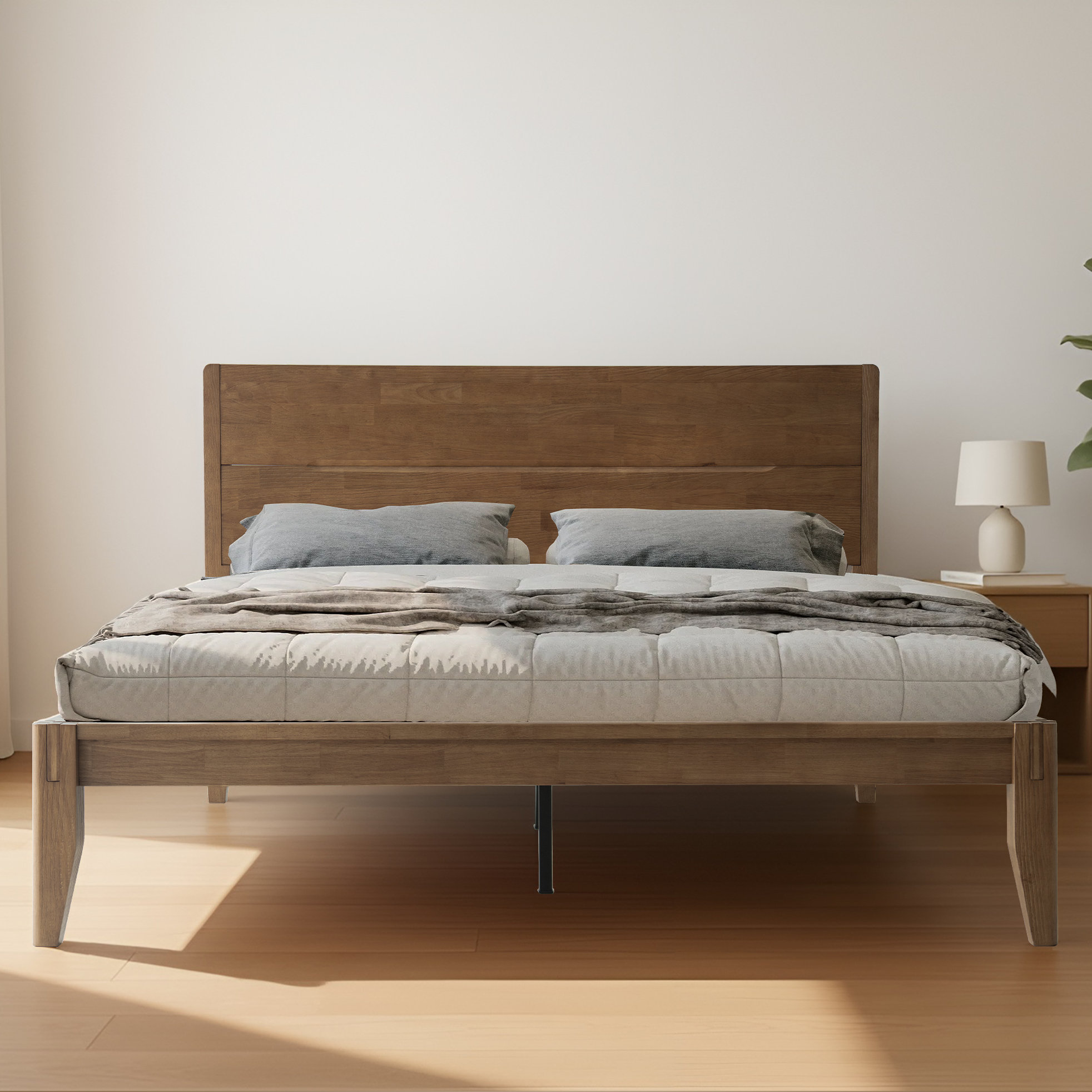 Latitude Run® Bed Frame with Wooden Headboard & Footboard, Metal Center ...
