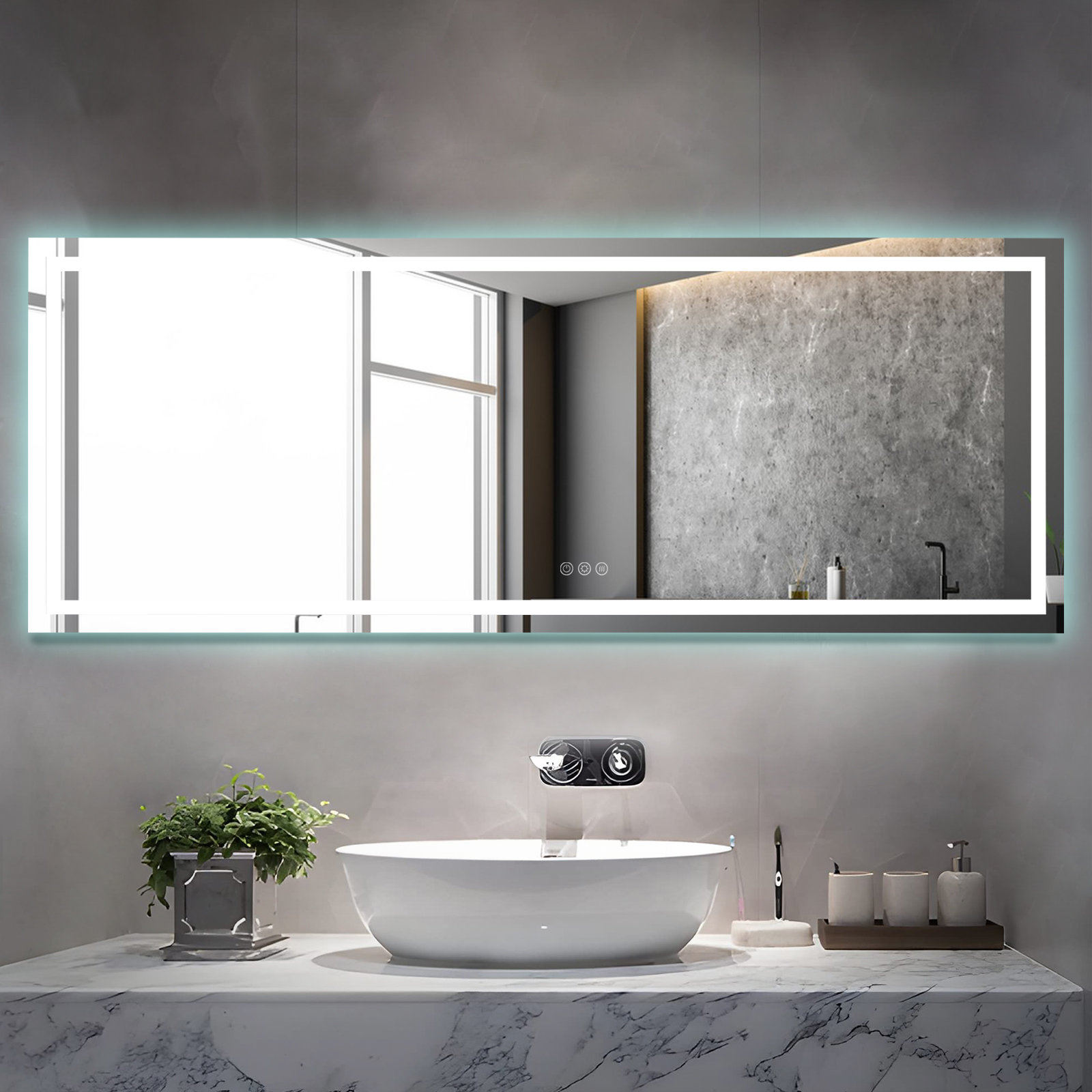Orren Ellis Remedio Rectangle LED Mirror | Wayfair