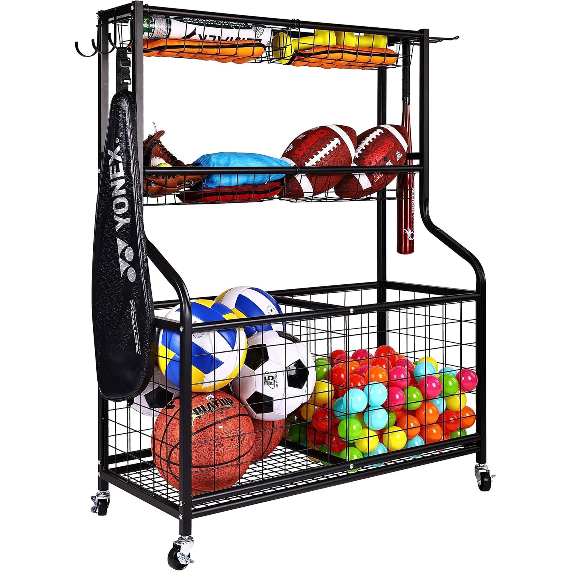 Rebrilliant Garage Sports Equipment Organizer, Garage Ball Storage ...