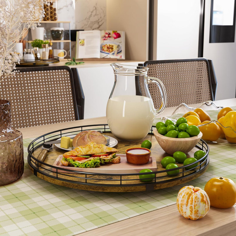 Dakota Fields 16" Round Wooden Rotating Tray | Wayfair