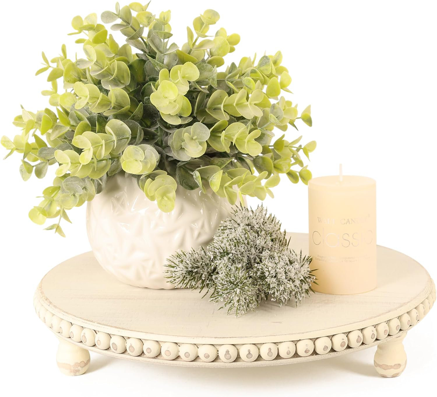 Dakota Fields Wooden Tray For Home Decor, Farmhouse Decor Round Wood ...