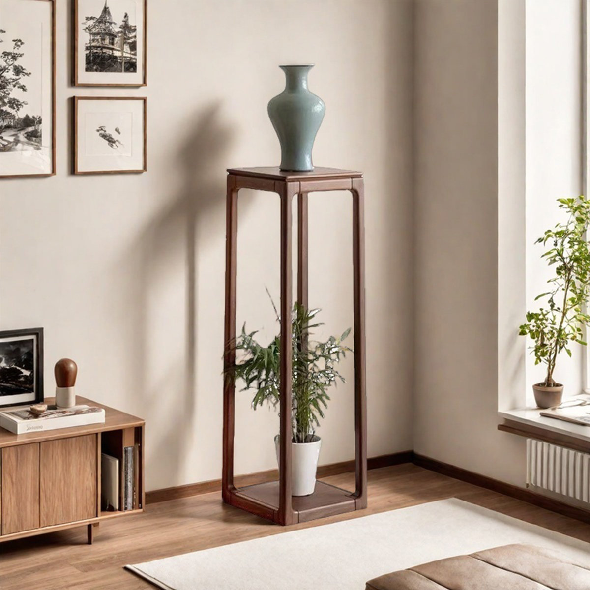 Sleek Surface Designs All solid wood flower stand floor display stand ...