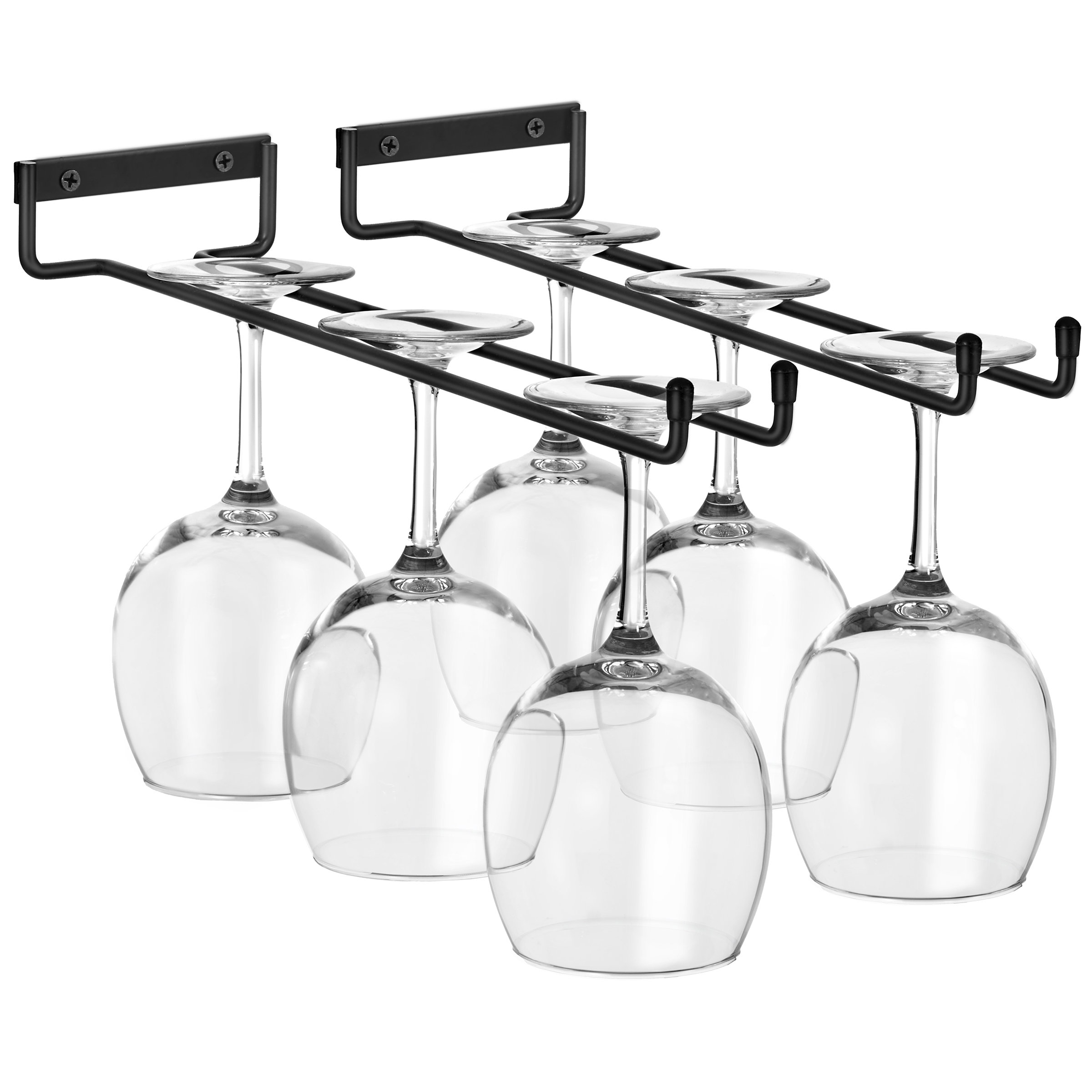 Sorbus 4 Glass Wall Mounted 12" Wine Glass Racks for Under Cabinet 2 ...