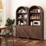 Gracie Oaks 71''H Arched Cabinet 5-Tier Bookcase With Fluted Door And ...
