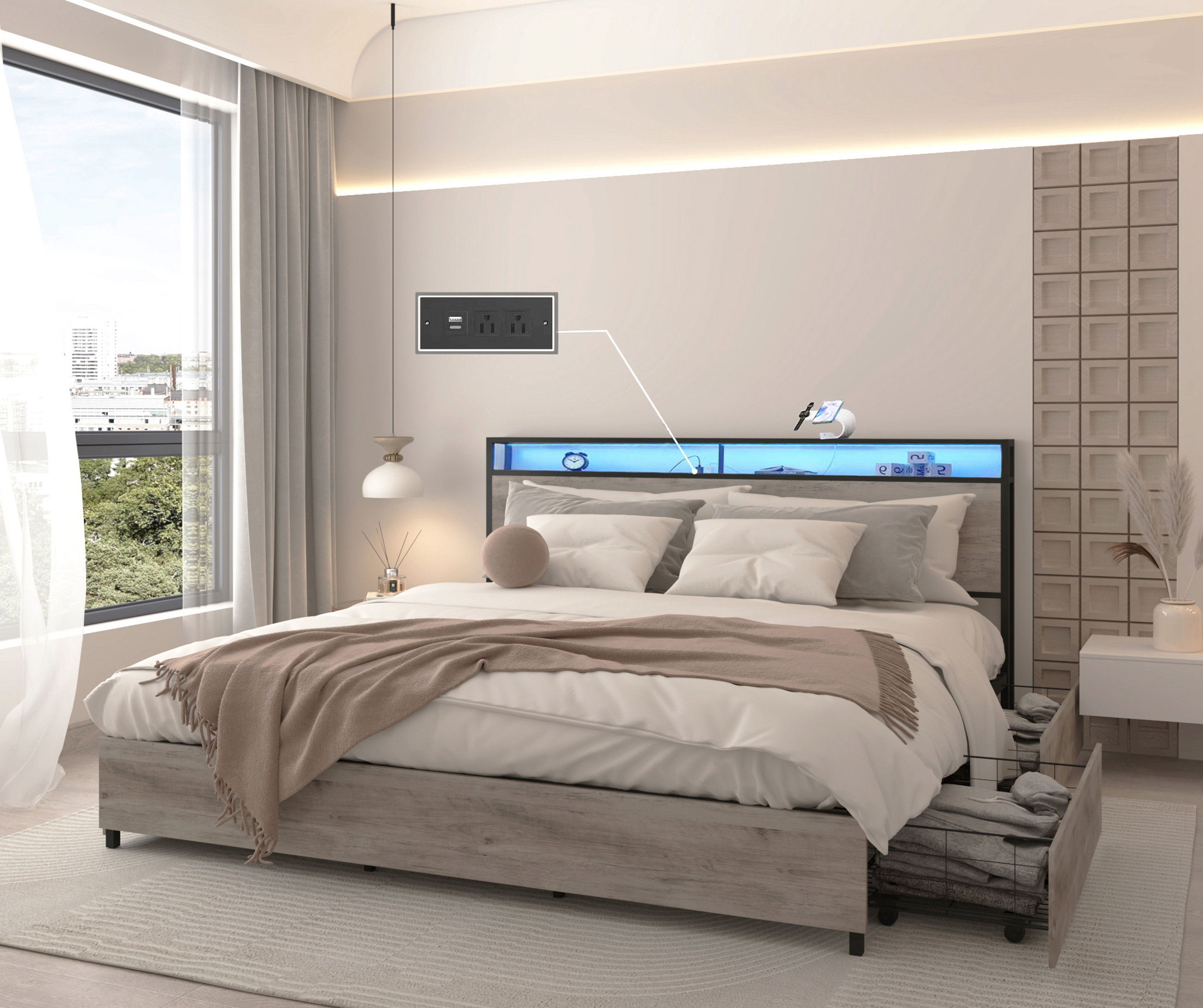 Ivy Bronx Versatile Bed Frame With Storage And Advanced Features For ...