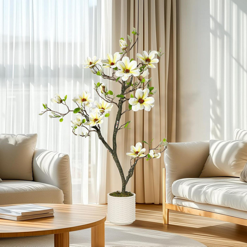 Latitude Run® Artificial Magnolia Tree with LED light - Realistic Faux ...