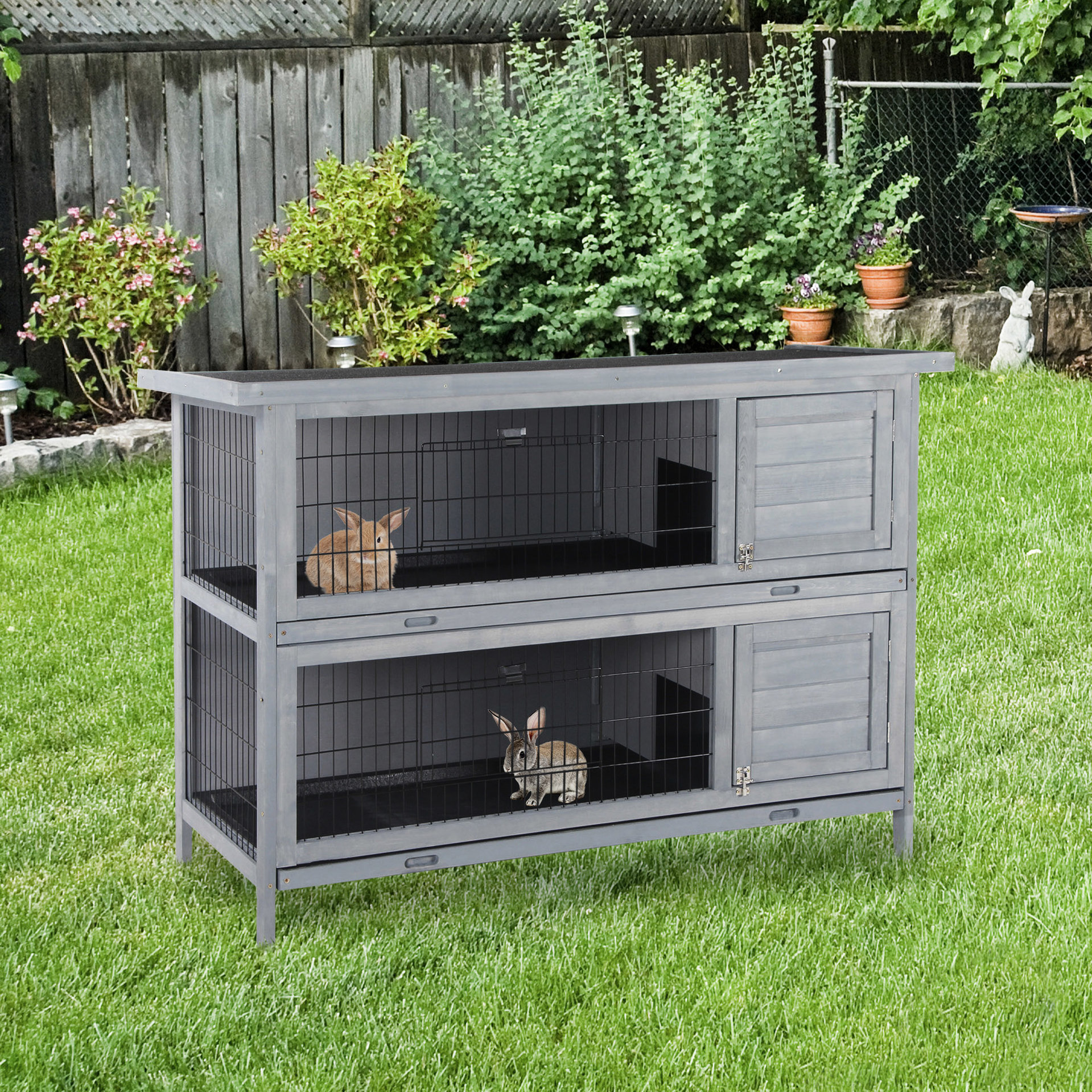 Tucker Murphy Pet™ Large 2-story Rabbit Cage, 54" Wooden With Lockable ...