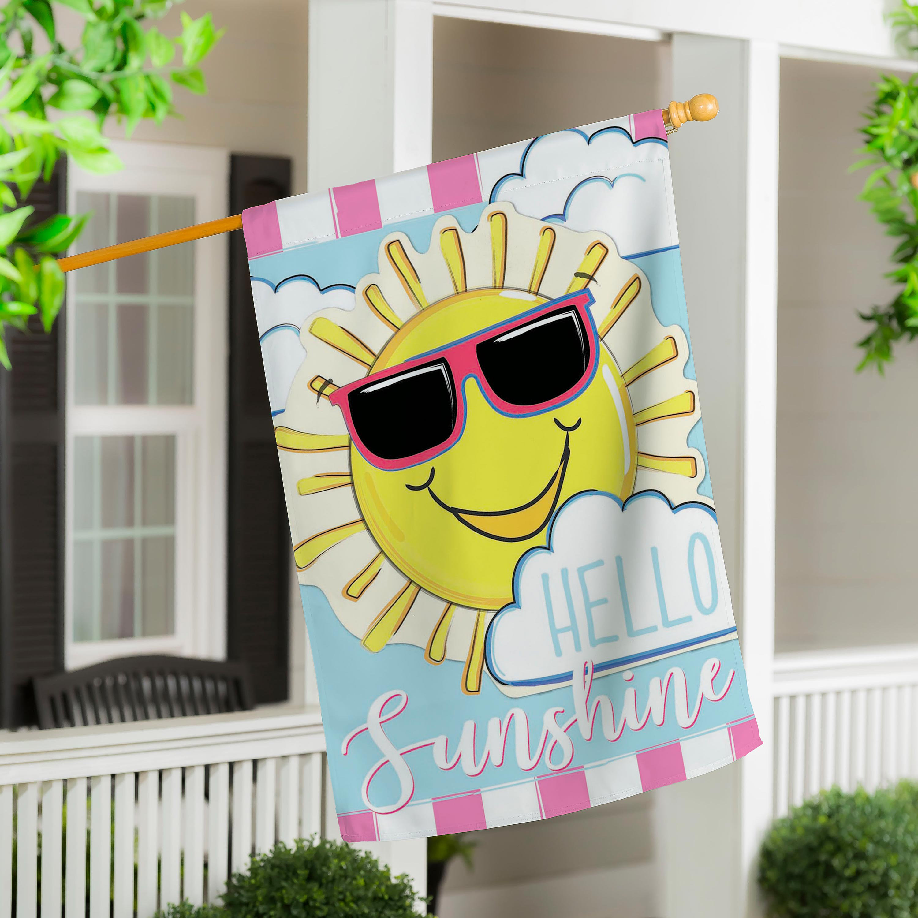 Trinx Hello Sunshine Applique House Flag | Wayfair