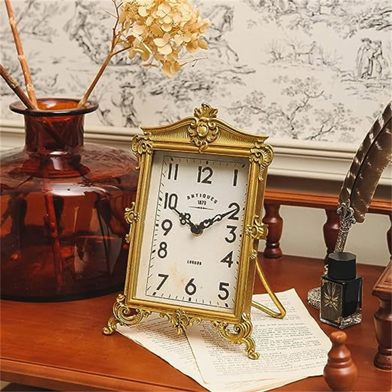 House of Hampton® Analog Metal Quartz Tabletop Clock in | Wayfair