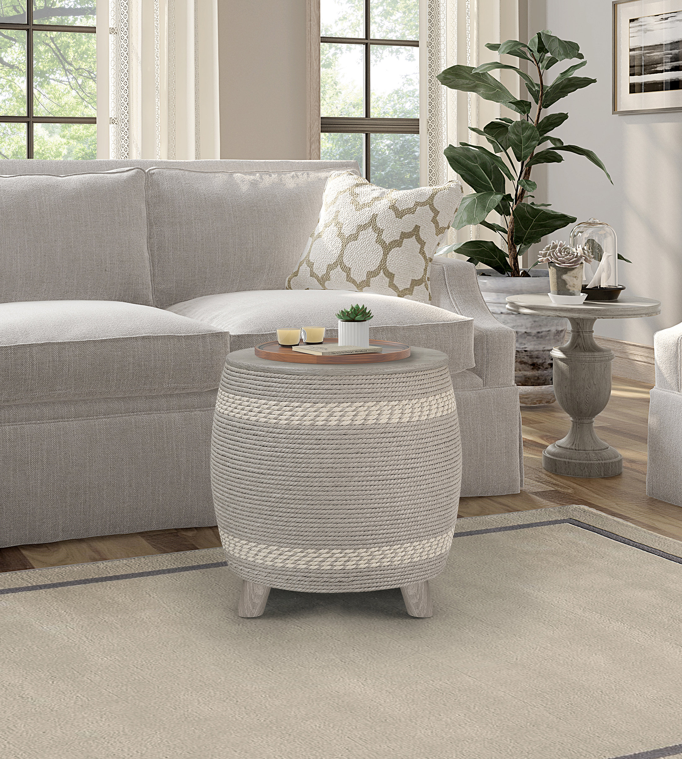 Bayou Breeze Dimensions Drum Storage Ottoman - Natural Finish - Wayfair ...