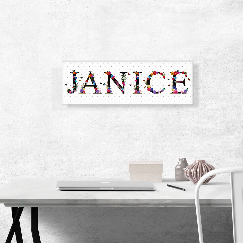 ARTCANVAS JANICE Girls Name - Wrapped Canvas Panoramic Textual Art ...