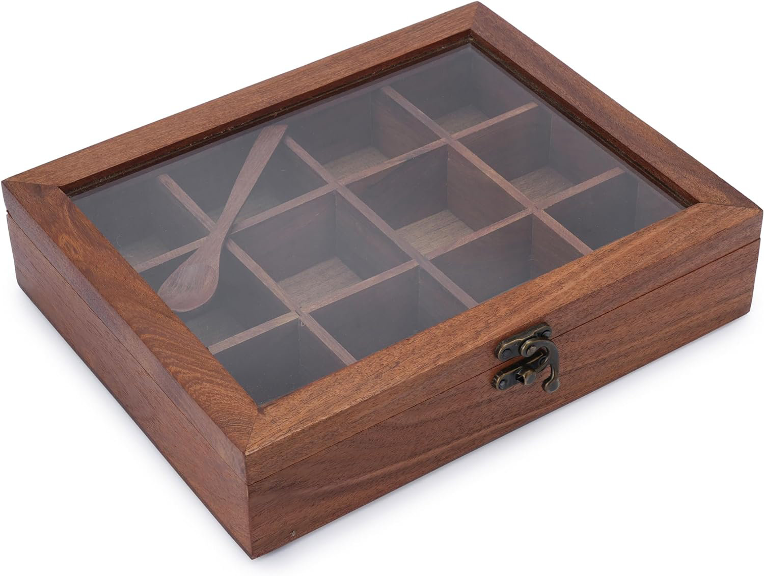 Loon Peak Wooden Spice Box Decorative Masala Dabba Organizer With Glass ...