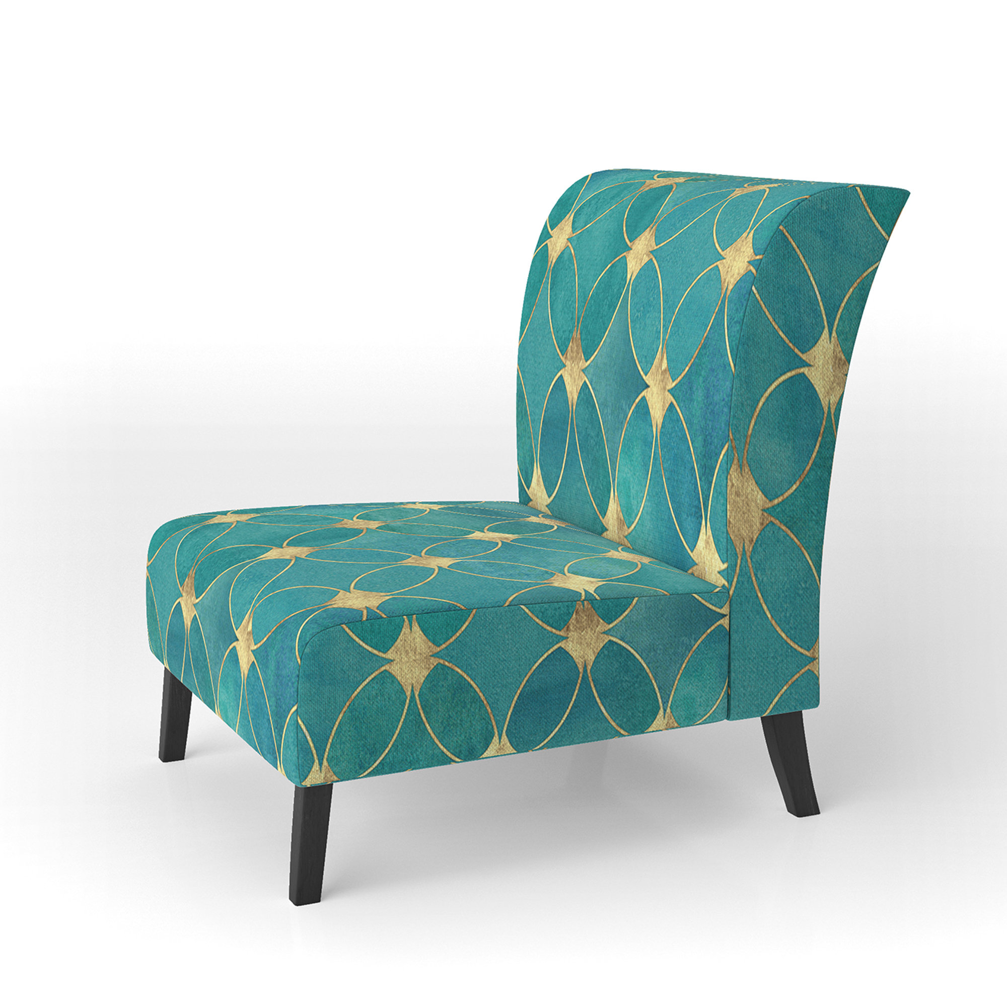 Rosdorf Park Turquoise And Gold Glitter - Upholstered Patterned Accent ...