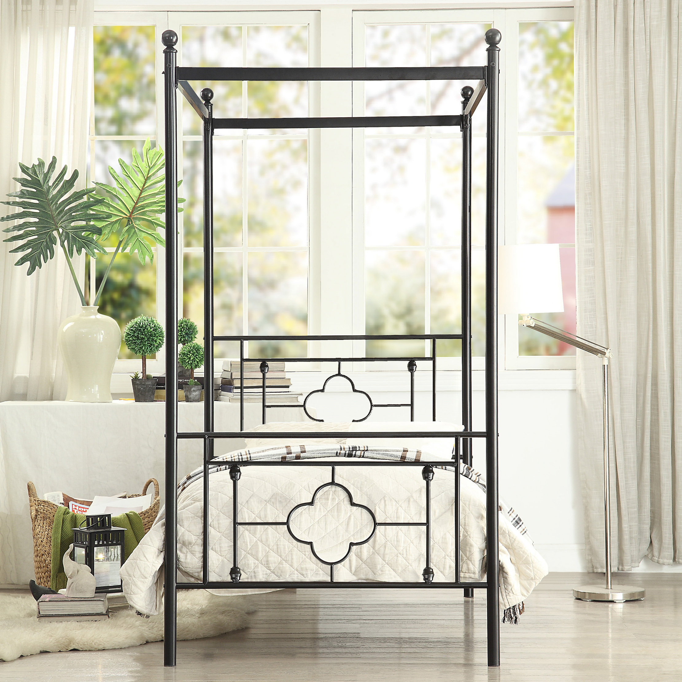 Lark Manor Modern Traditional Canopy Bed With Design And Practical ...