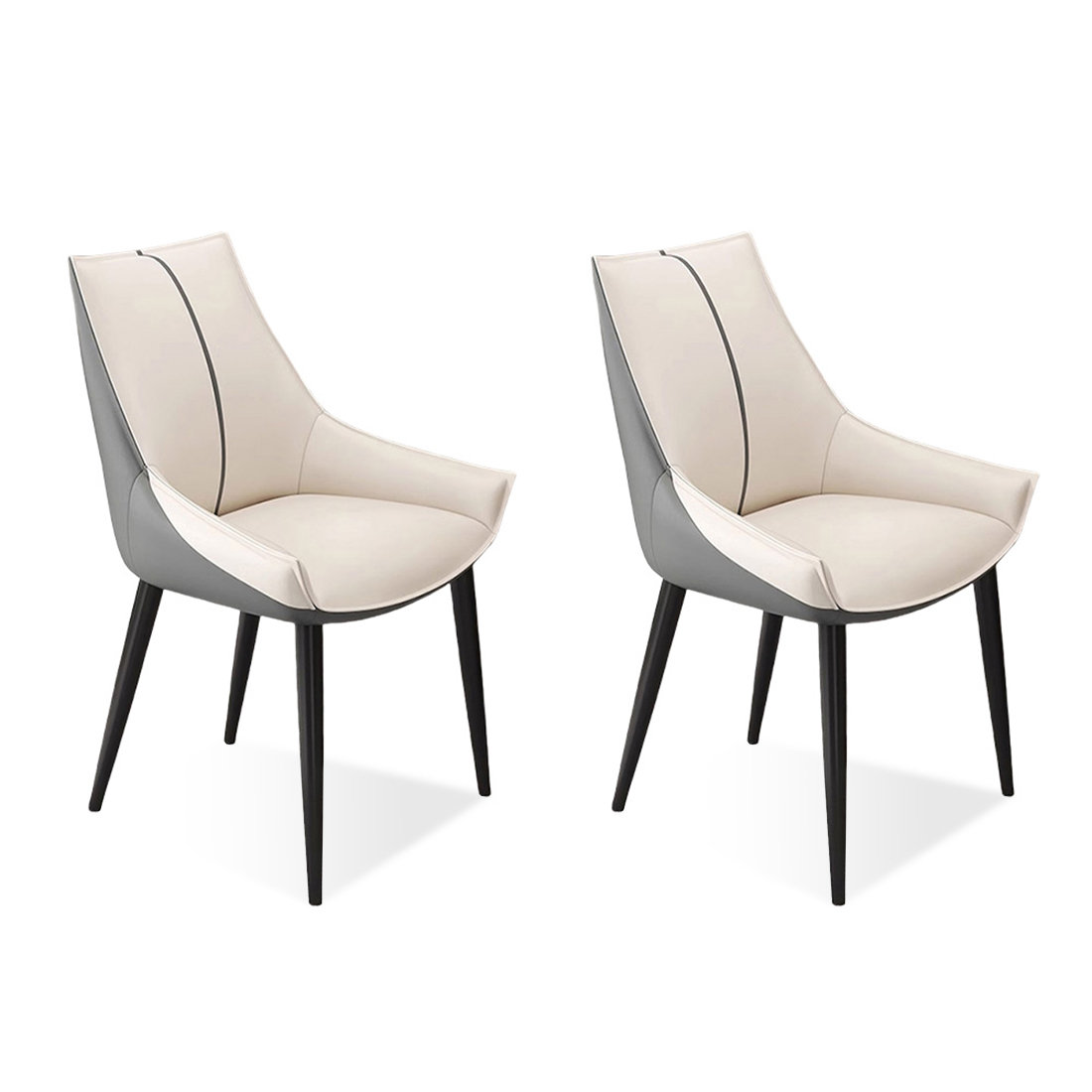 Latitude Run® Modern Gray Beige Solid back side Chair(Set of 2) | Wayfair