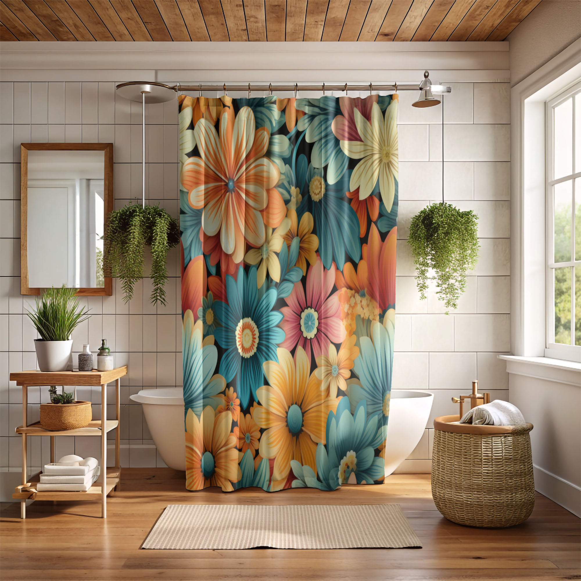 East Urban Home Lazelle Floral Shower Curtain | Wayfair