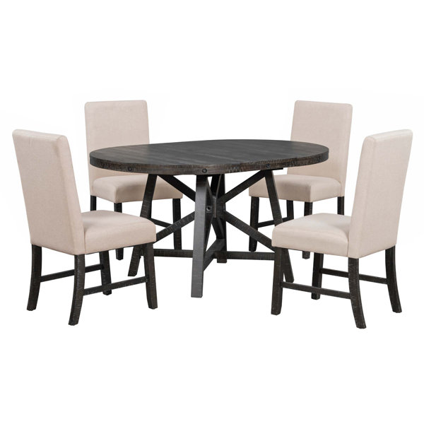 Lark Manor™ 5-Piece Retro Functional Dining Set With Extendable Round ...