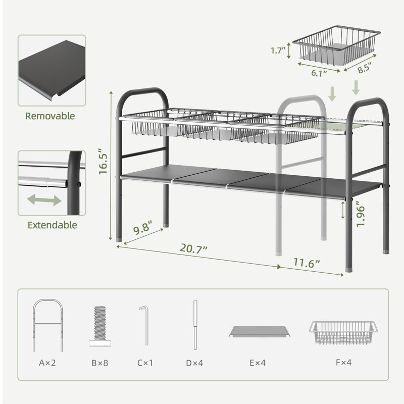 Mint Pantry® 2 Tier Expandable Cabinet Shelf | Wayfair