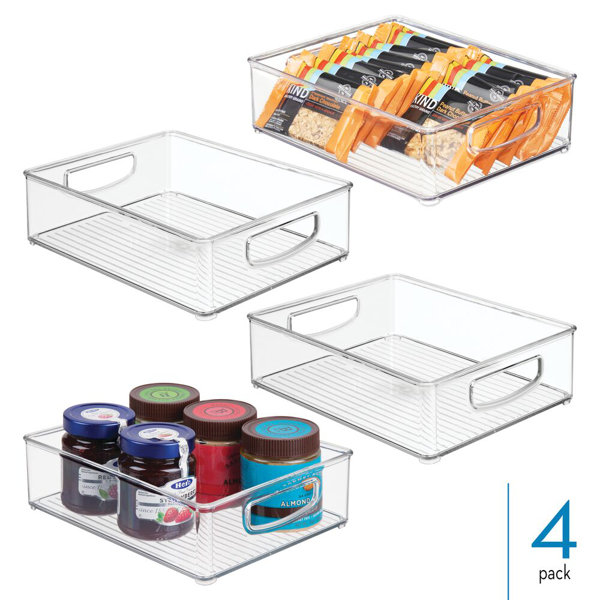 iDesign Plastic Stackable Pantry Bin with Handles - Set of 4 - Clear ...