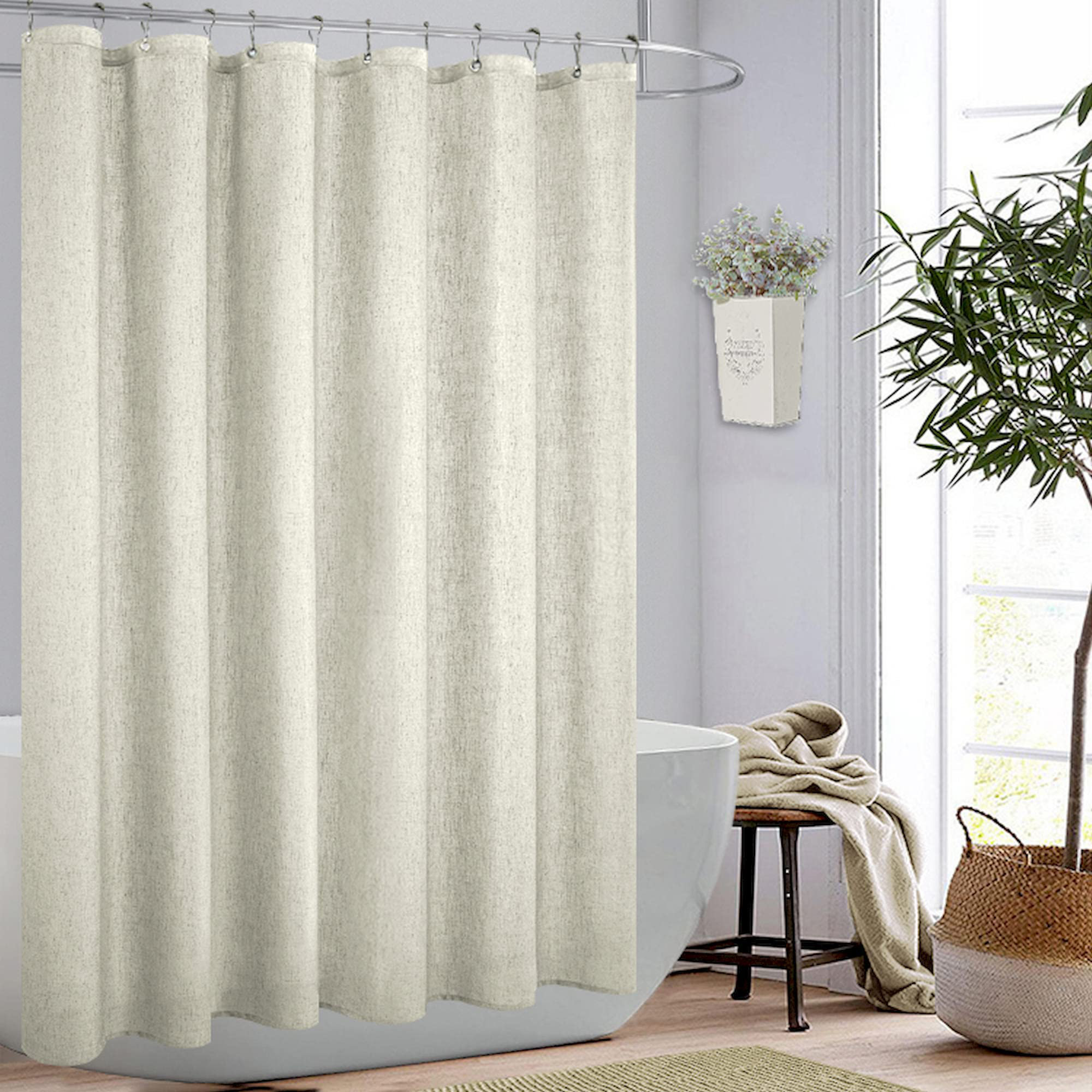 Gracie Oaks Haakon Linen Shower Curtain with Hooks Included | Wayfair