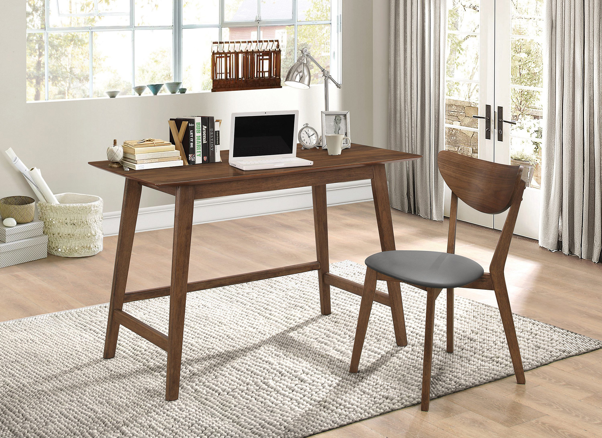 Corrigan Studio 2 Piece Writing Desk Set With Trestle Leg In Walnut ...