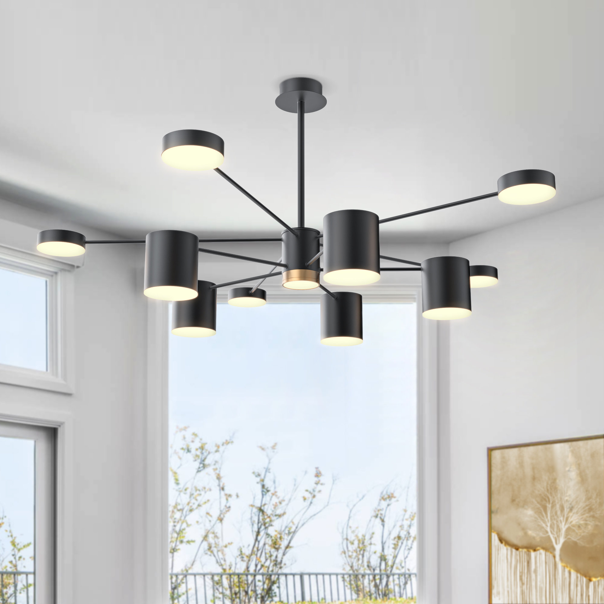 17 Stories Vanus 11 - Light LED Sputnik Linear Chandelier - Wayfair Canada