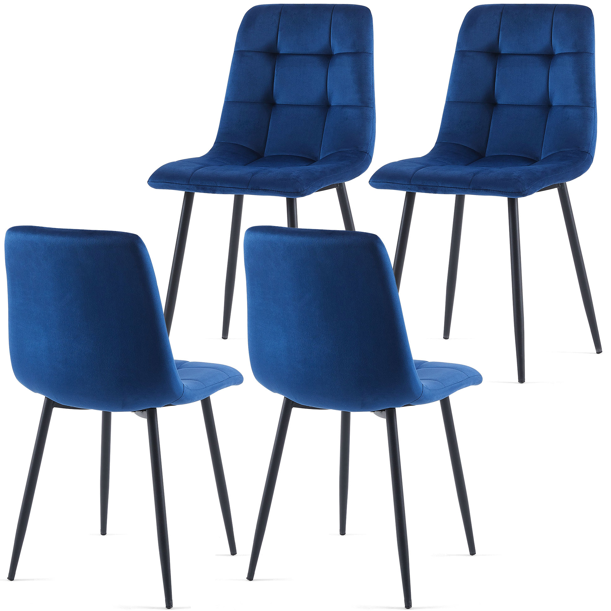 Hokku Designs Modern Blue Velvet Of 4 Dining Chairs, Skin - Material ...