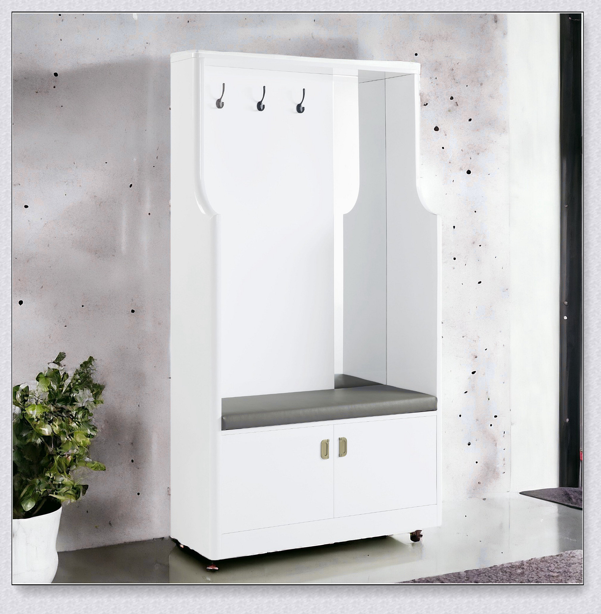 Hokku Designs Buck II Contemporary Hall Tree with High Gloss Finish ...