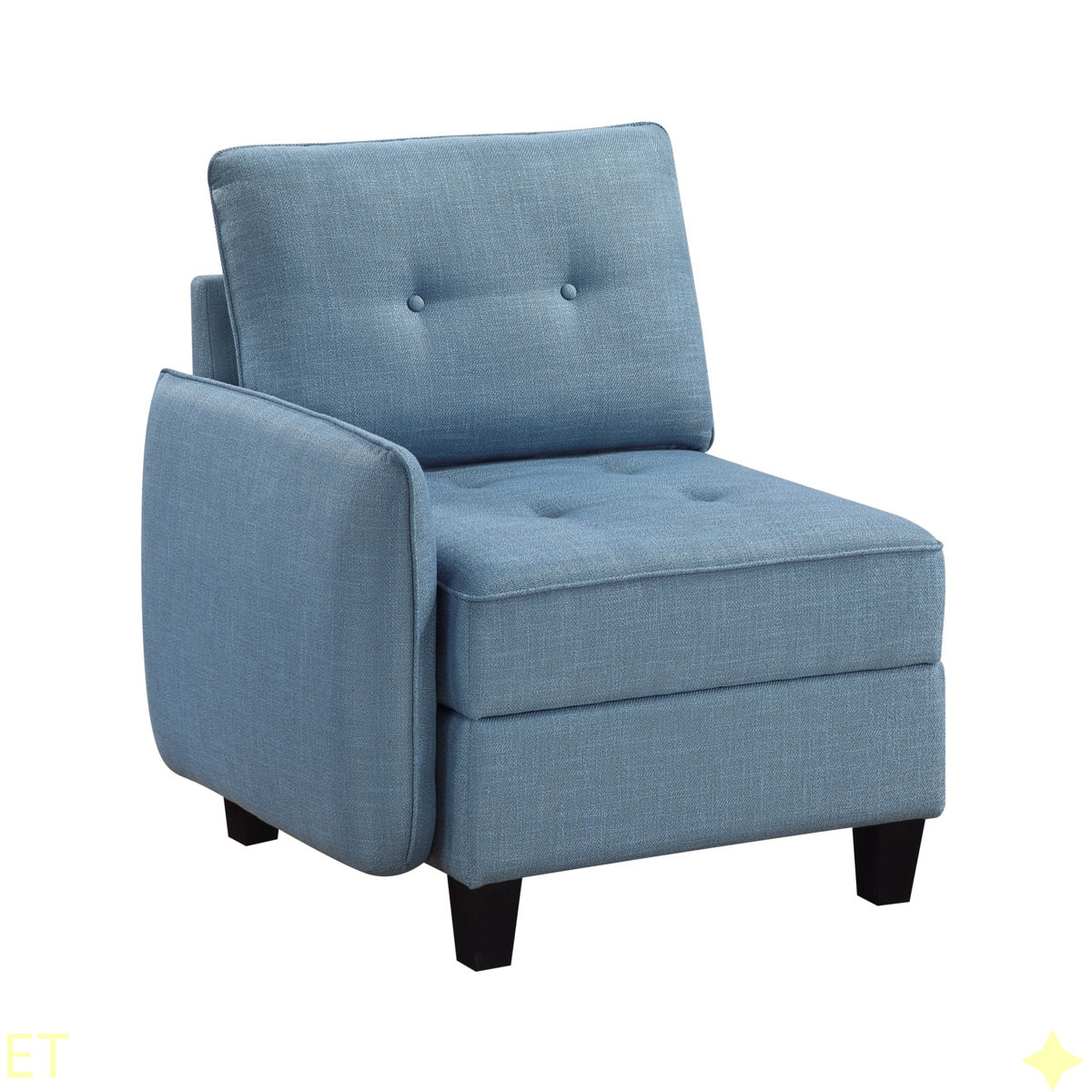 Latitude Run® Living Room Furniture One-Arm Chair Blue Tufted Solid ...