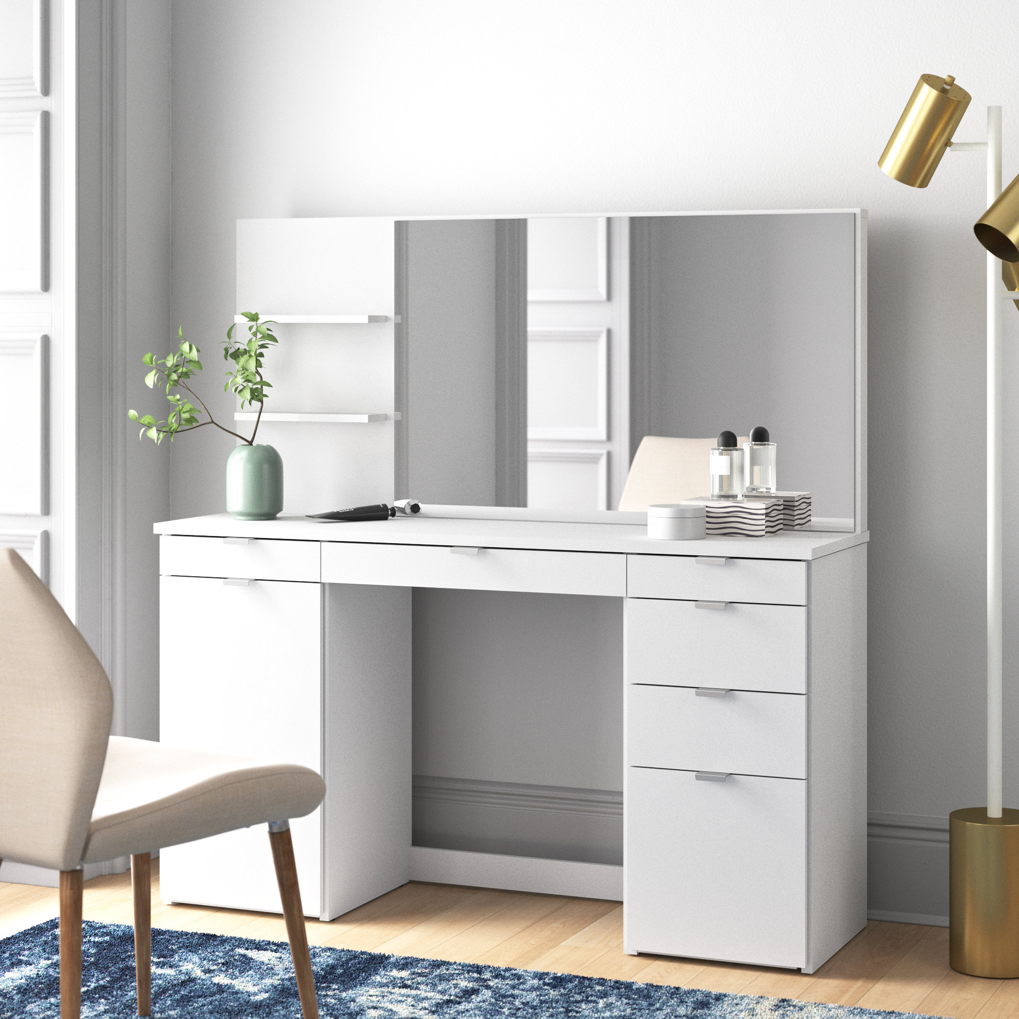 Mercury Row Rippeon Makeup Vanity With Mirror & Reviews - Wayfair Canada