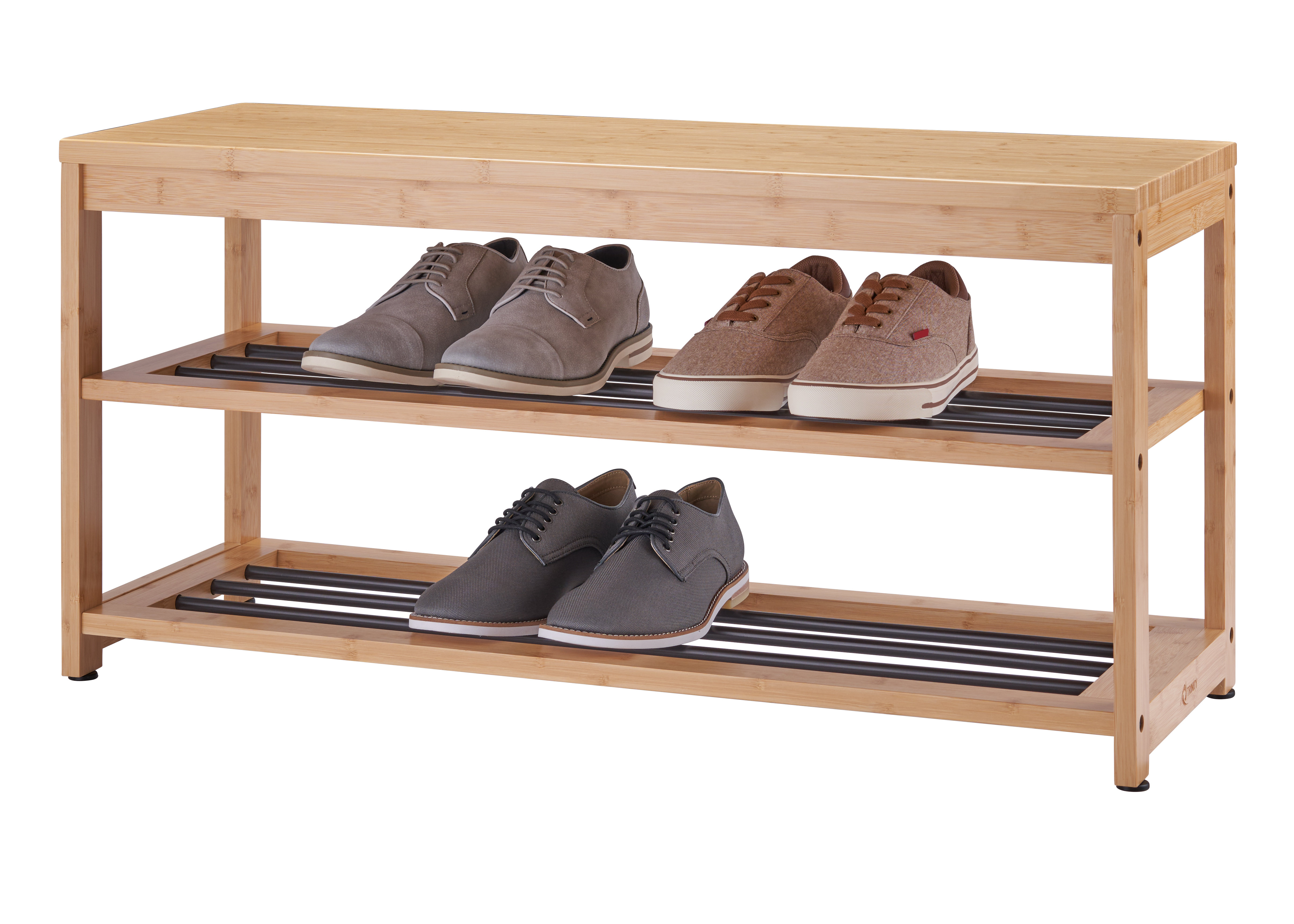 George Oliver Ecostorage® 3-tier Bamboo & Metal Shoe Bench - Wayfair Canada