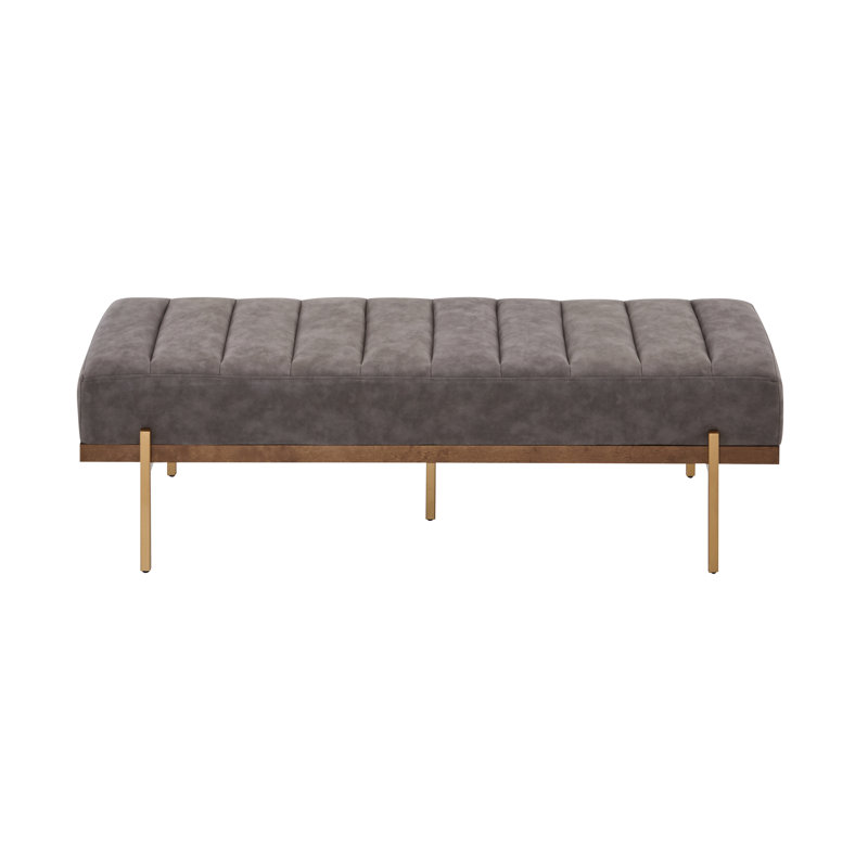 Mercer41 Jaxxon Modern Channel Tufted Bench With Gold Base | Wayfair