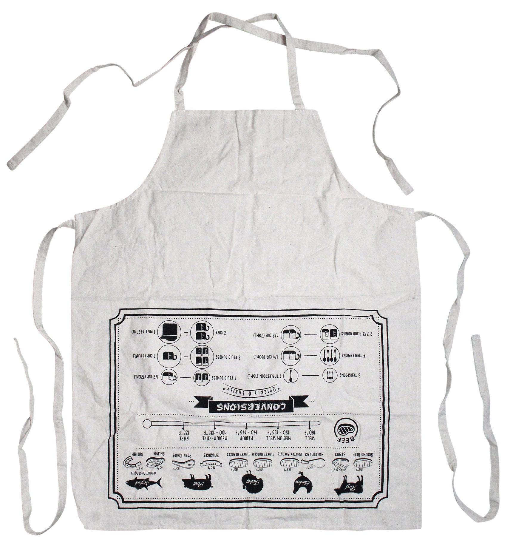 Rosalind Wheeler Beige Cotton Apron with Inverted Measurements Tables ...