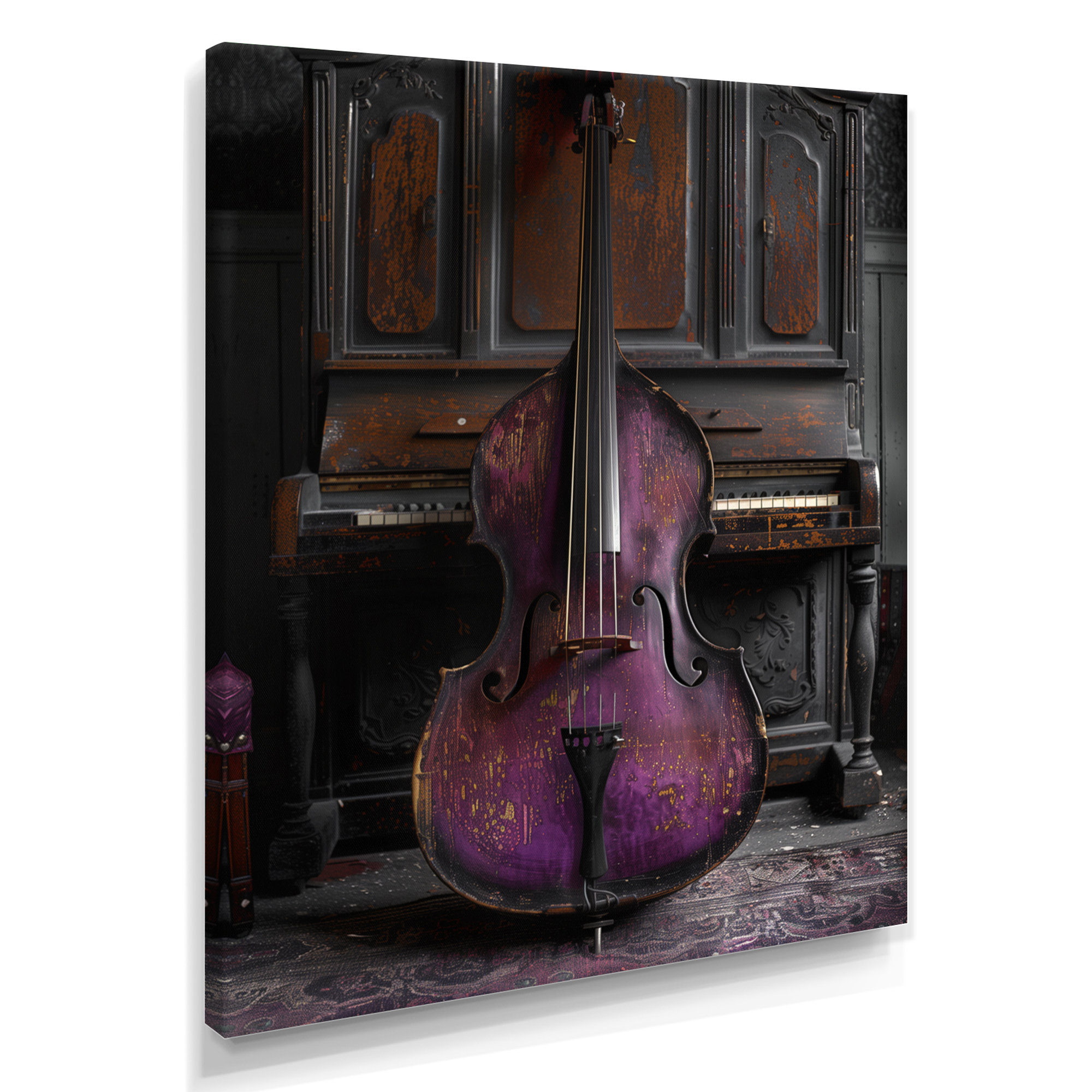 Winston Porter Purple Brown Cello Music Instrument - Music Wall Art ...