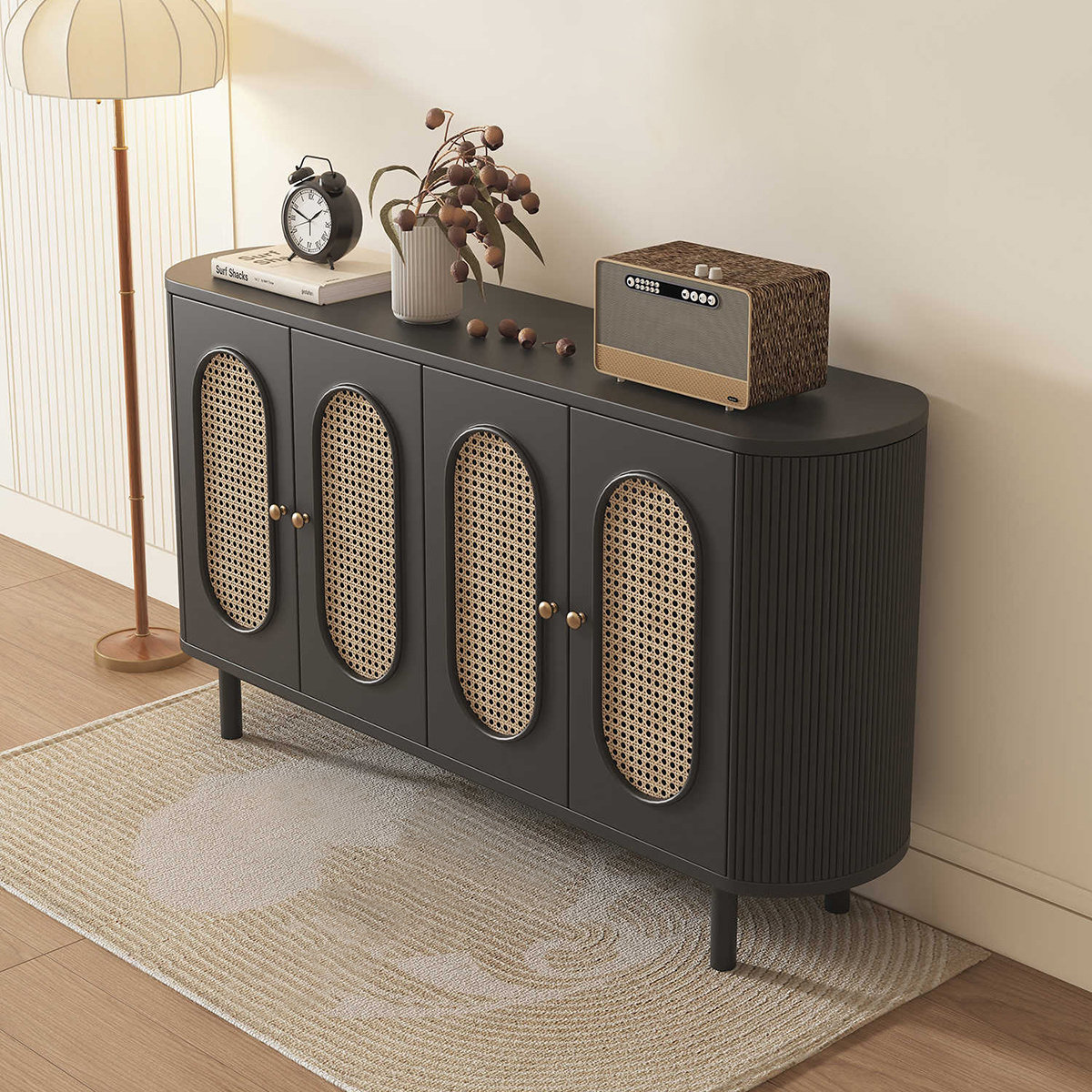 Vivid Space Creation Buffet avec rangement tressé French Rattan ...