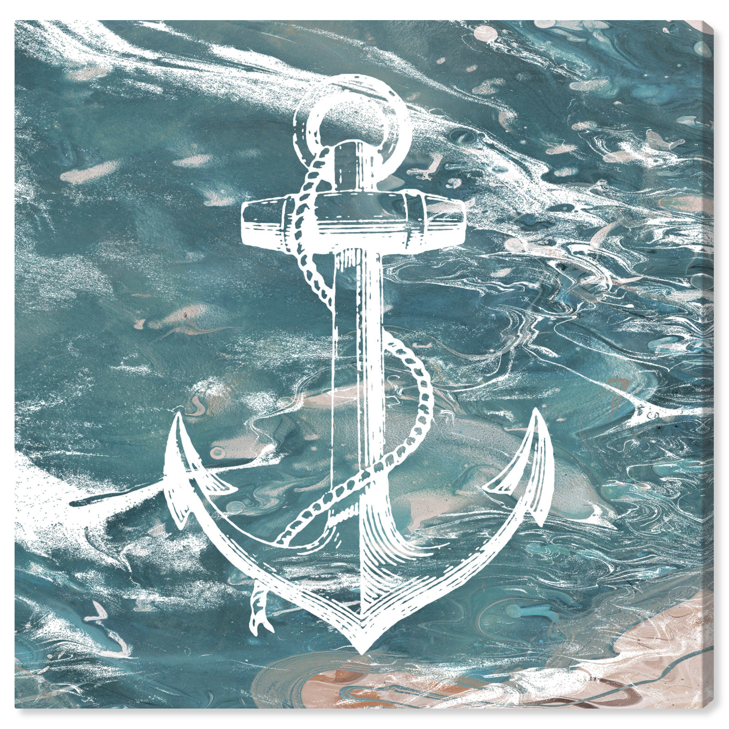 Breakwater Bay Nautical and Coastal Anchors Away Coastal Blue Canvas ...