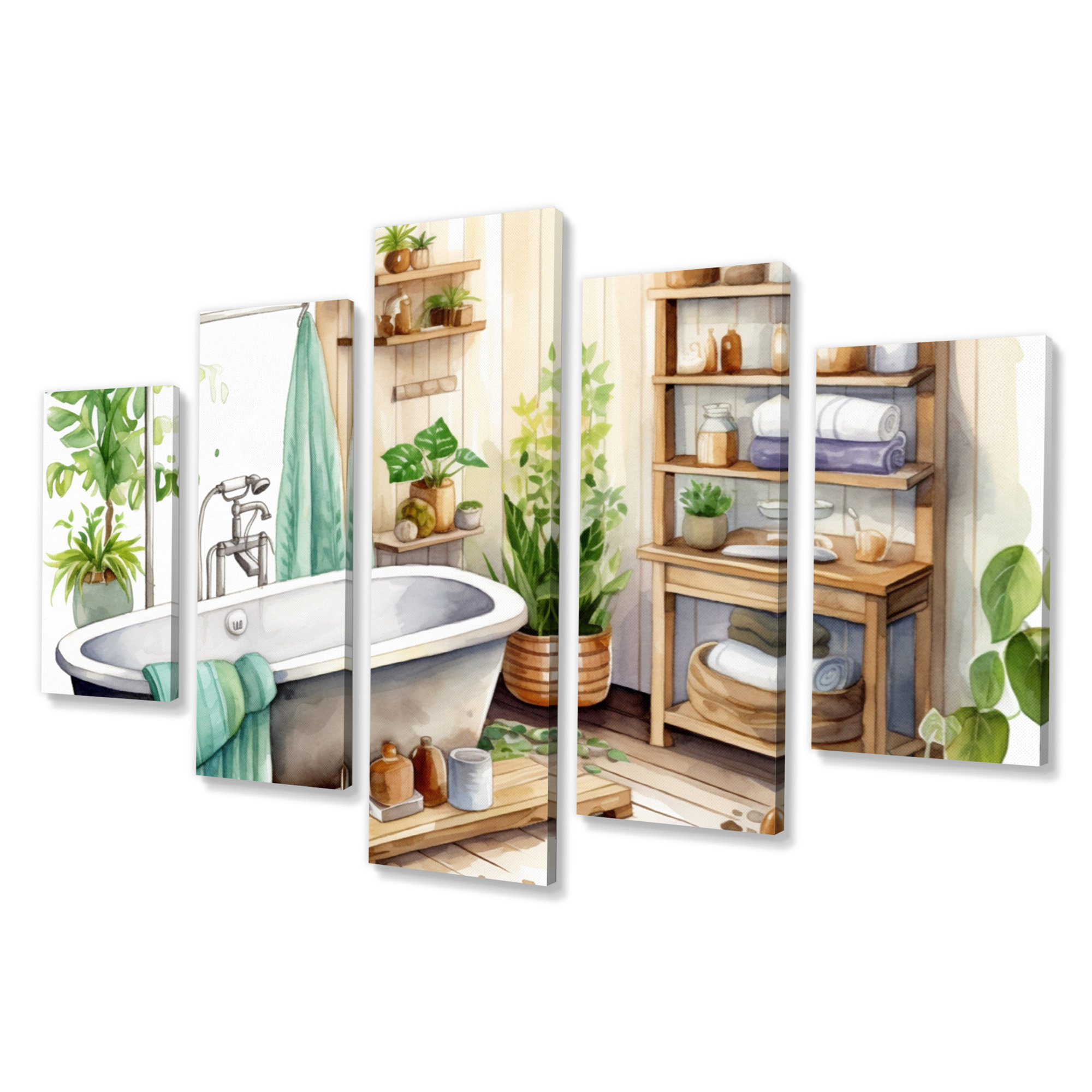 Design Art Natural Bathroom Decor XXI - Bathroom Canvas Print - 5 ...