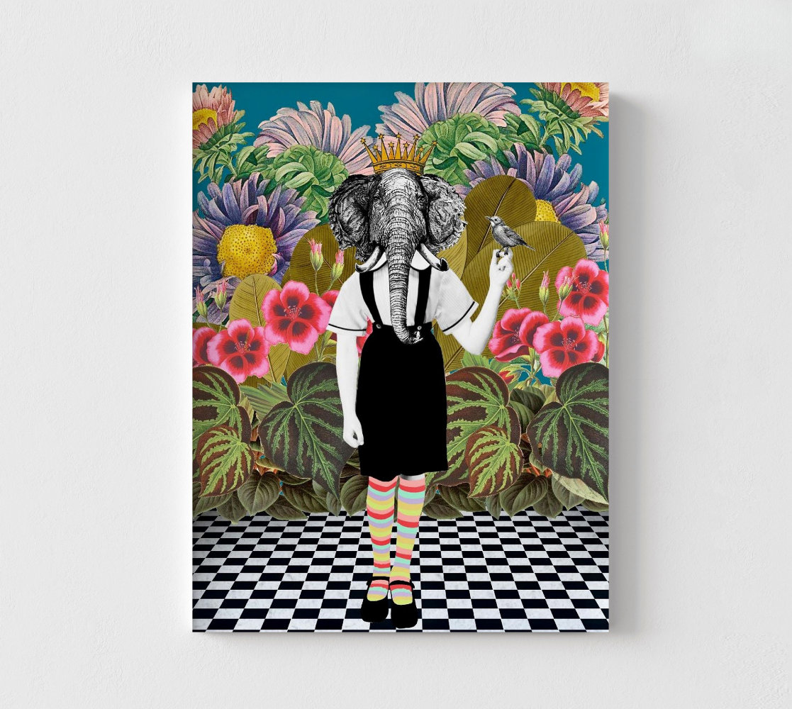 WeFrameArt Surrealist Wall Art Print, Framed Jungle Wall Art, Elephant ...