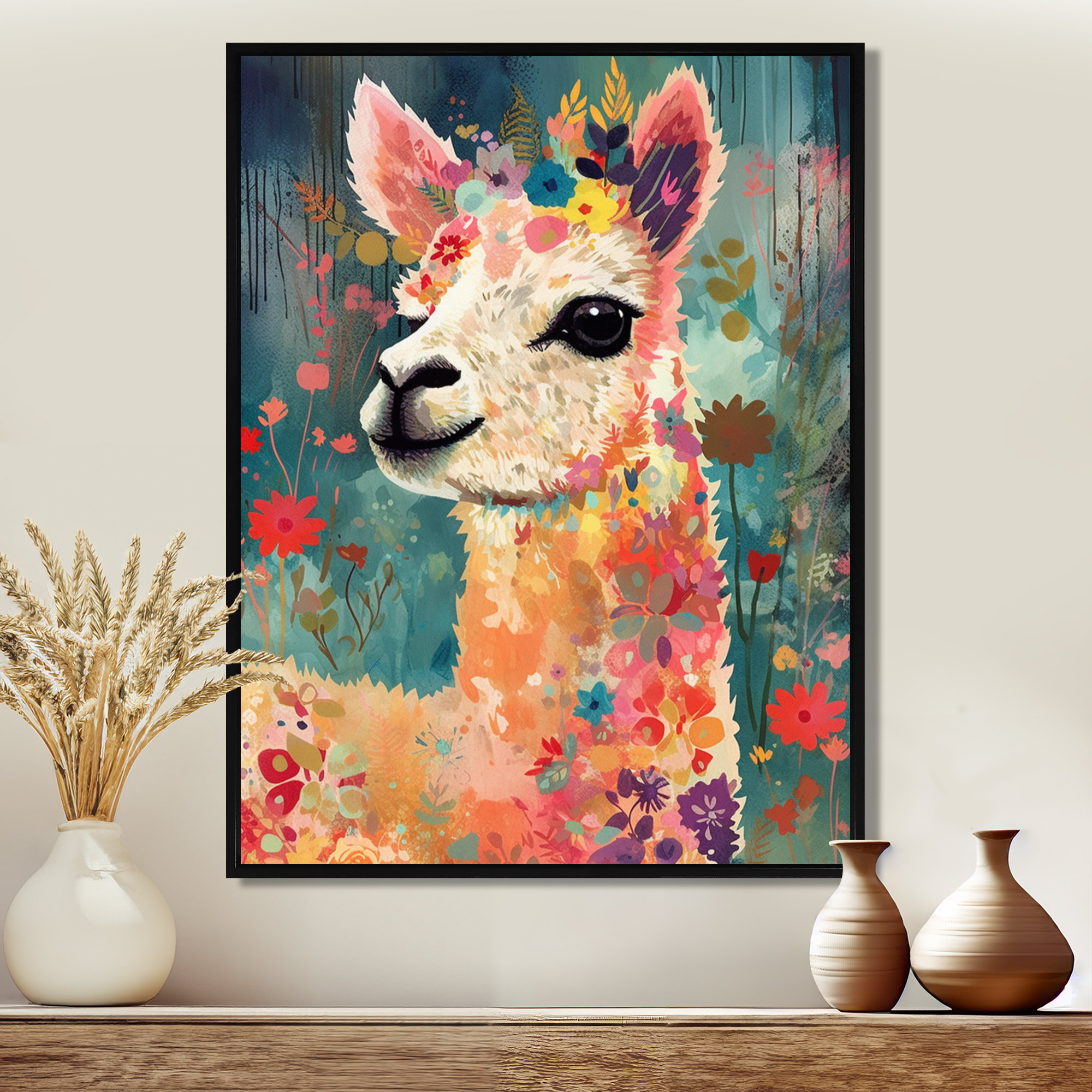Latitude Run® Smiling Flower Alpaca - Alpaca Wall Art | Wayfair