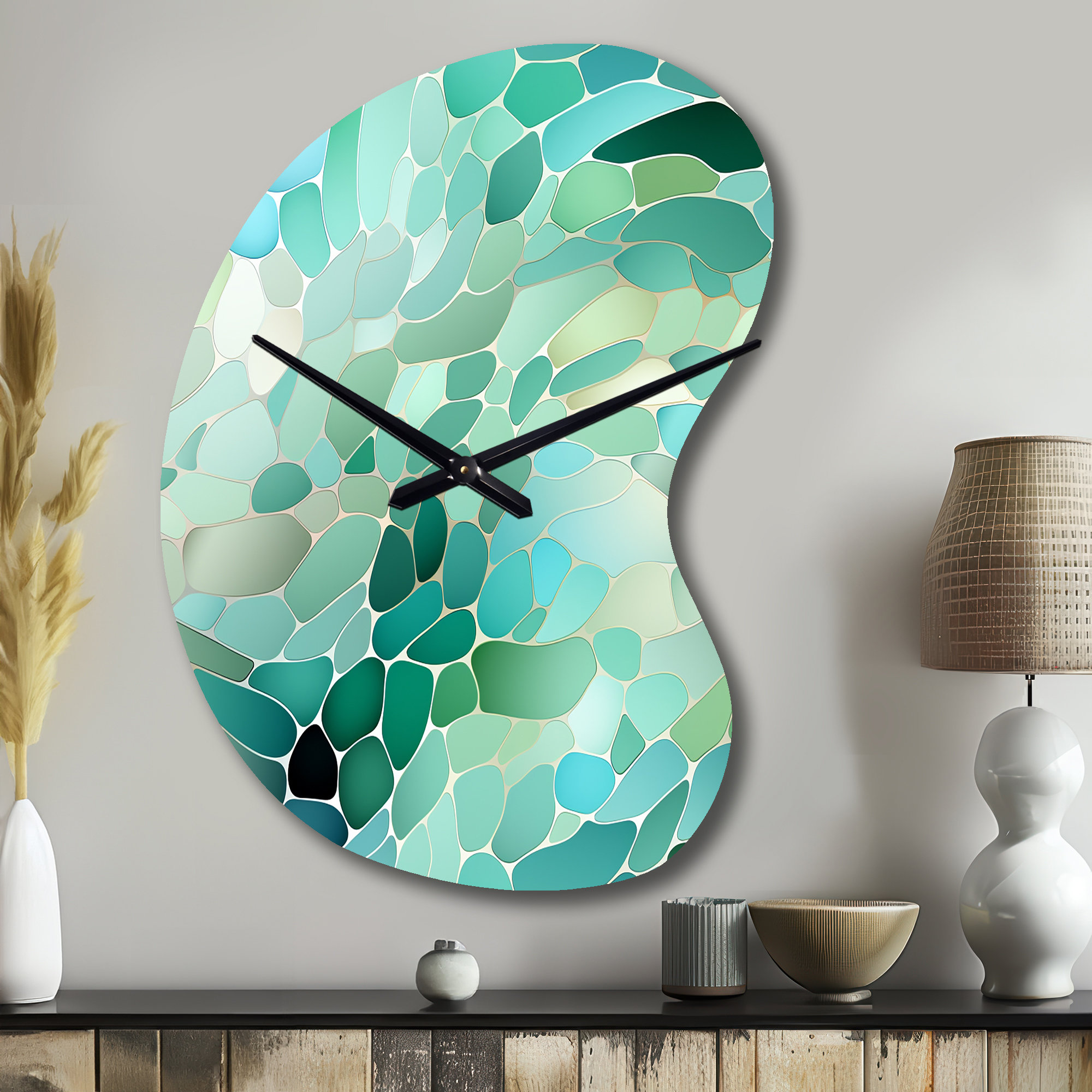 Design Art Seagrass Mosaic Emerald Coastal Pattern - Boom Shape Green ...