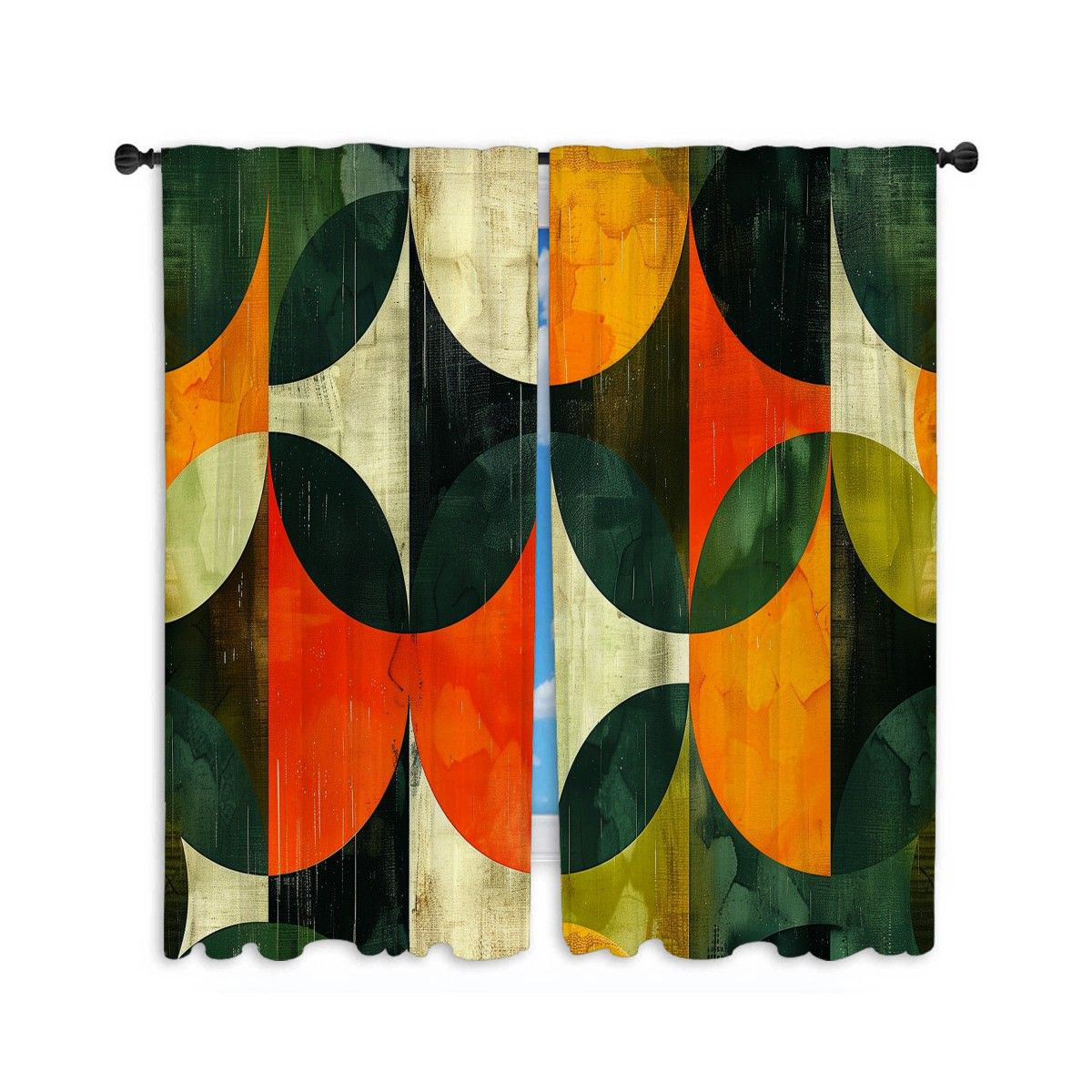 VisionDecor 11973_Abstract Art Window Curtains Creative Colorful Shapes ...